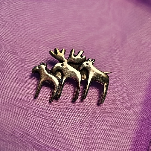 Jewelry | Vintage Sterling Moose Family Pin | Poshmark